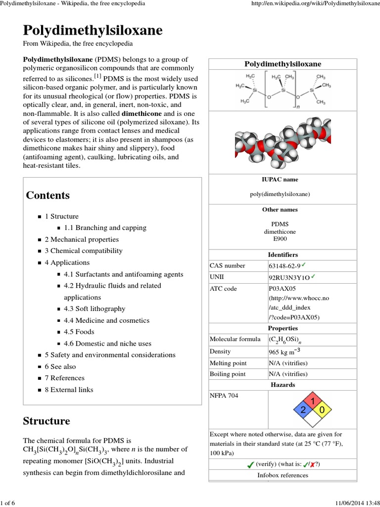 Polydimethylsiloxane | PDF | Physical Sciences | Materials Science