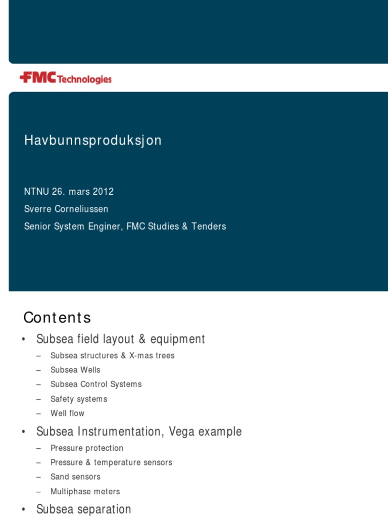 Fmc Presentation Pdf Subsea Technology Petroleum Reservoir