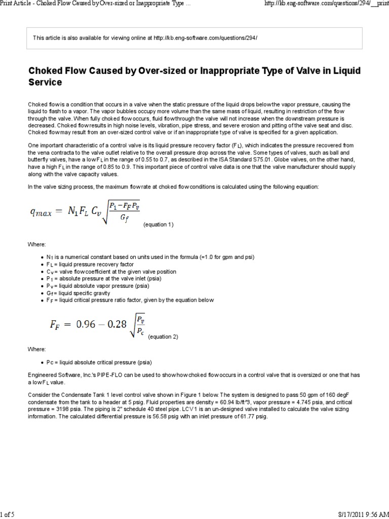Choke Flow CV | PDF | Valve | Pressure
