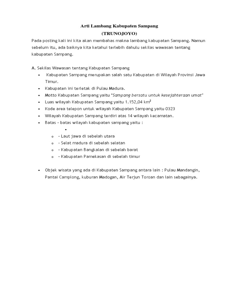 Arti Lambang Kabupaten Sampang | PDF