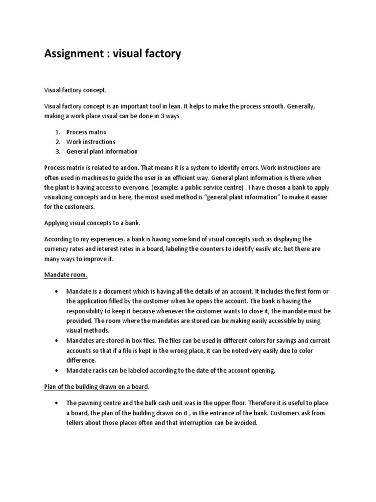 Visual Factory Concept | PDF | Products | Production And Manufacturing