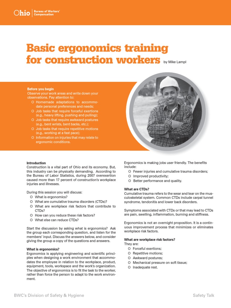 Basic Ergonomics Training For Construction Workers: Before You Begin ...