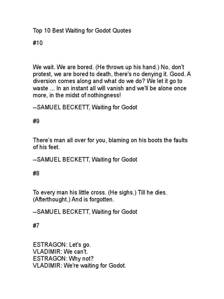 Top 10 Best Waiting For Godot Quotes | PDF | Cooking, Food & Wine