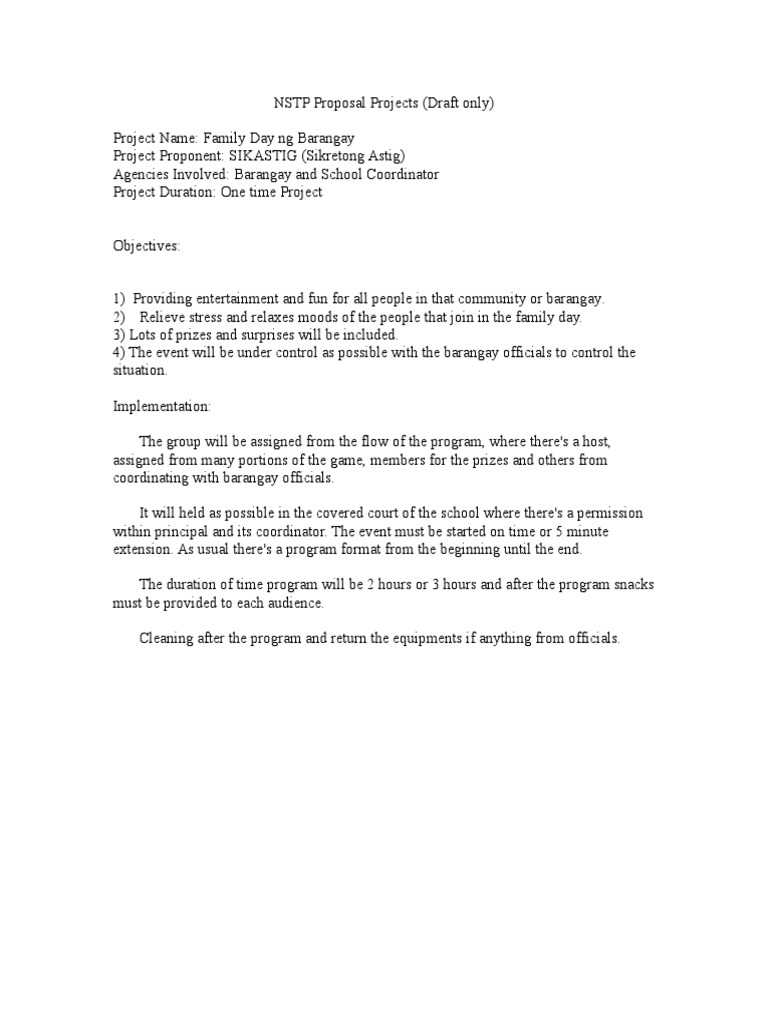 NSTP Proposal Projects | PDF | Cleaning | Hygiene