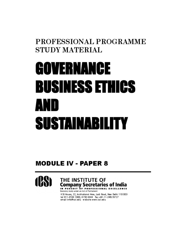 Governance, Business Ethics and Sustainability | PDF | Corporate ...