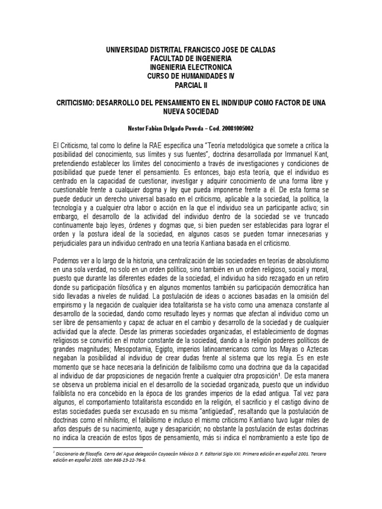 Criticismo kantiano | Immanuel Kant | Ciencia