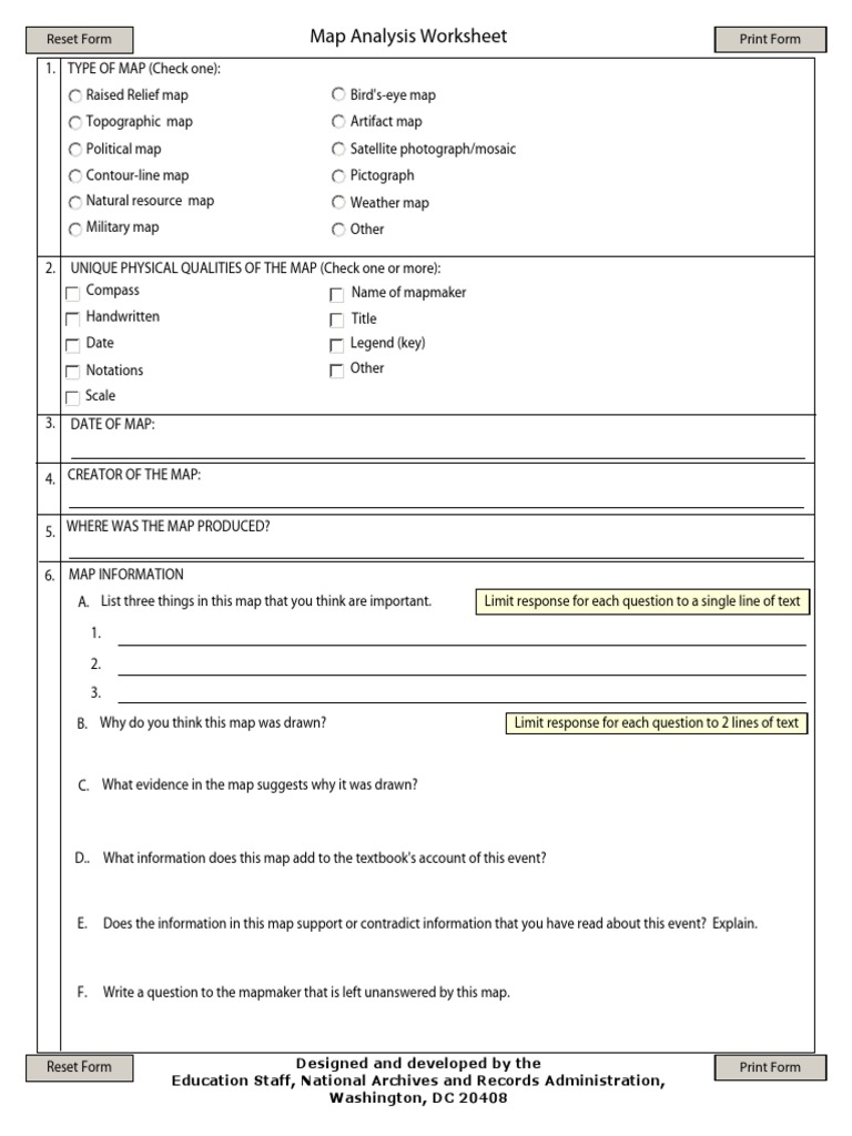 Map Analysis Worksheet Guide | PDF