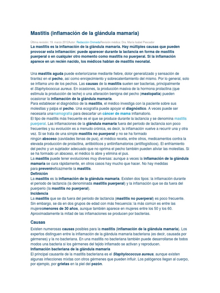 Mastitis | PDF | Inflamación | Pecho