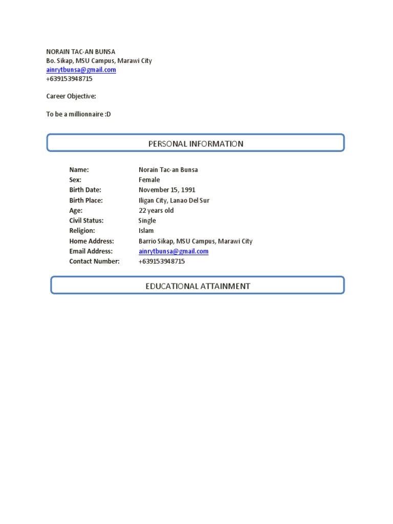 Personal Information | PDF