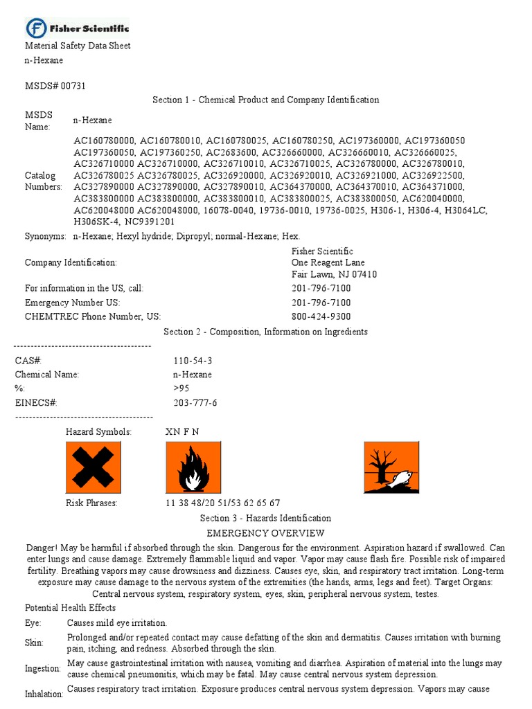N Hexane | PDF | Hypothermia | Combustion