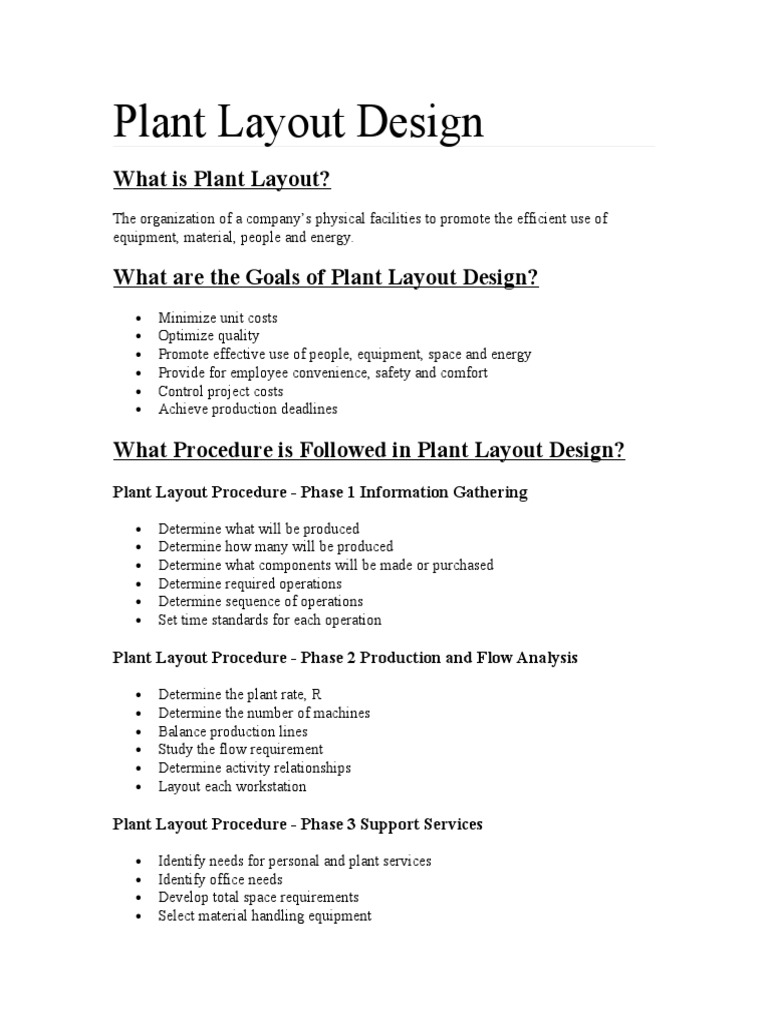 Plant Layout Design | PDF