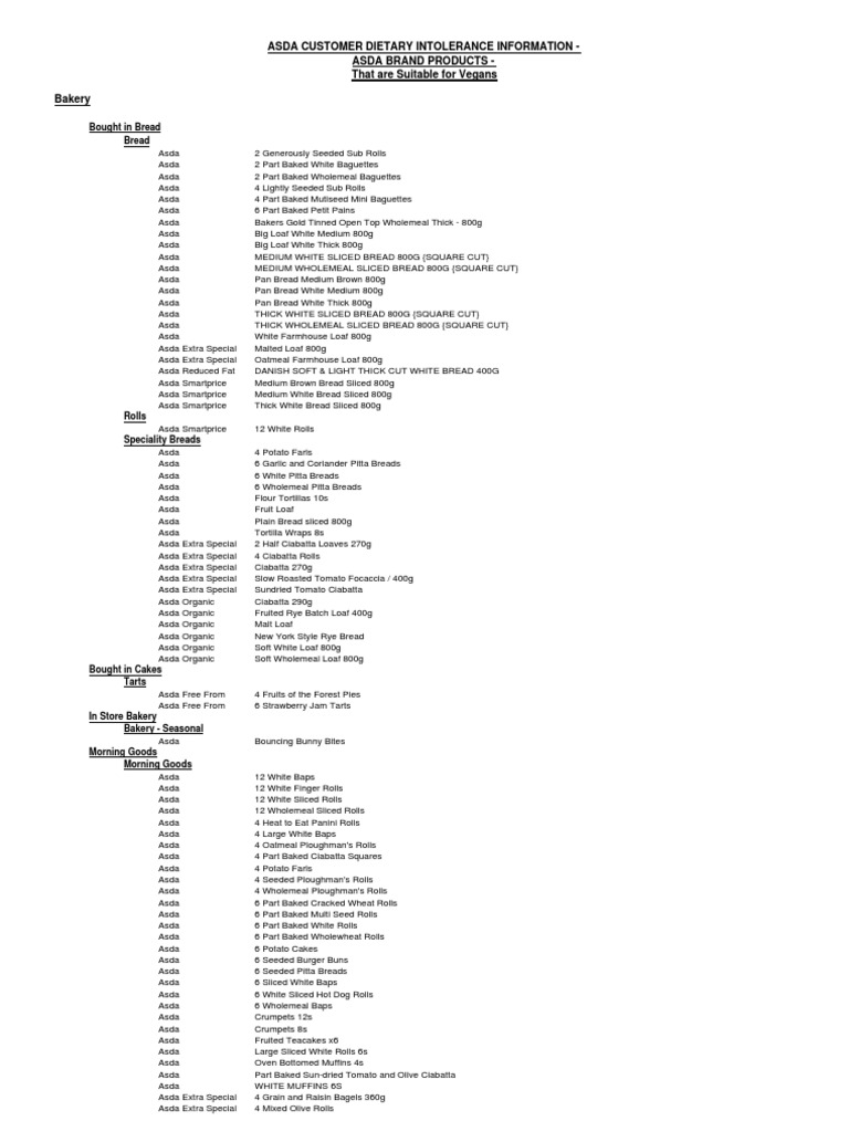 Asda - Vegan List | PDF | Pickling | Pickled Cucumber