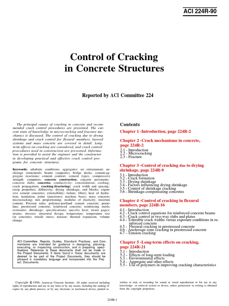 ACI 224R - 90 Control of Cracking in Concrete | PDF | Fracture ...