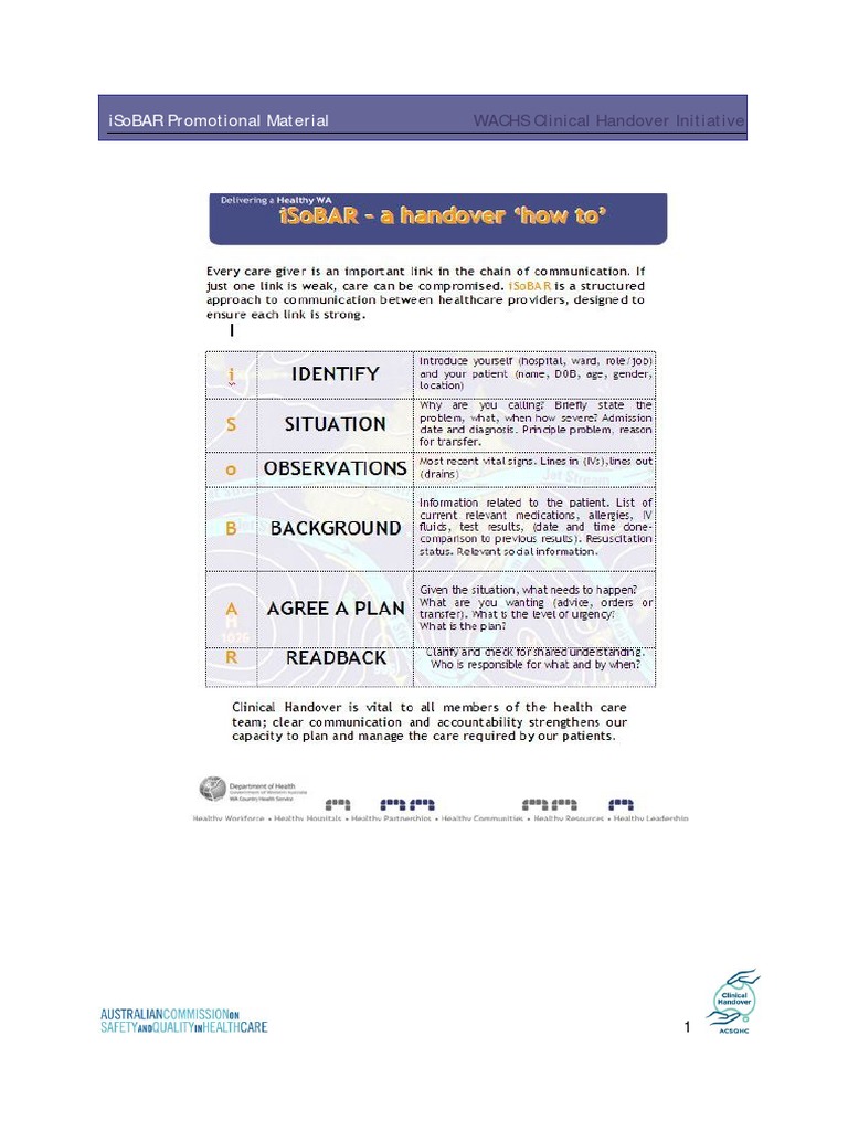 ISOBAR Clinical Handover | PDF