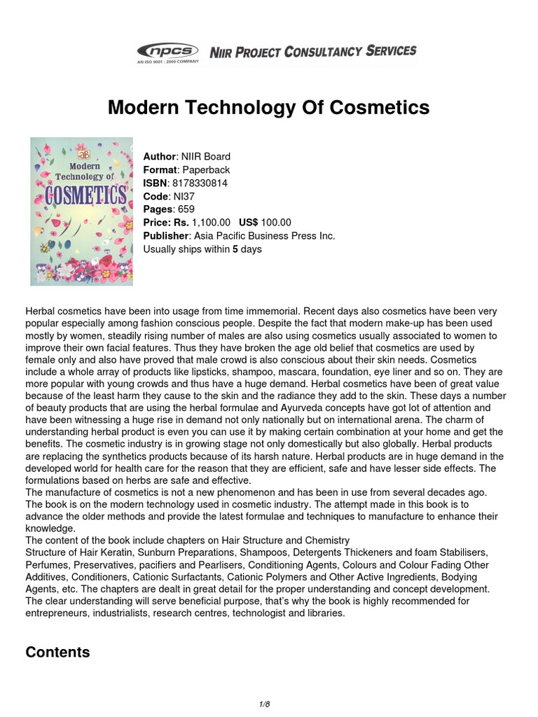 Modern Cosmetic Technology Overview | PDF | Cosmetics | Shampoo