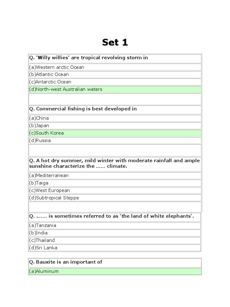 Geography of Asia Complete MCQ'S | PDF | Tropical Cyclones | Earth