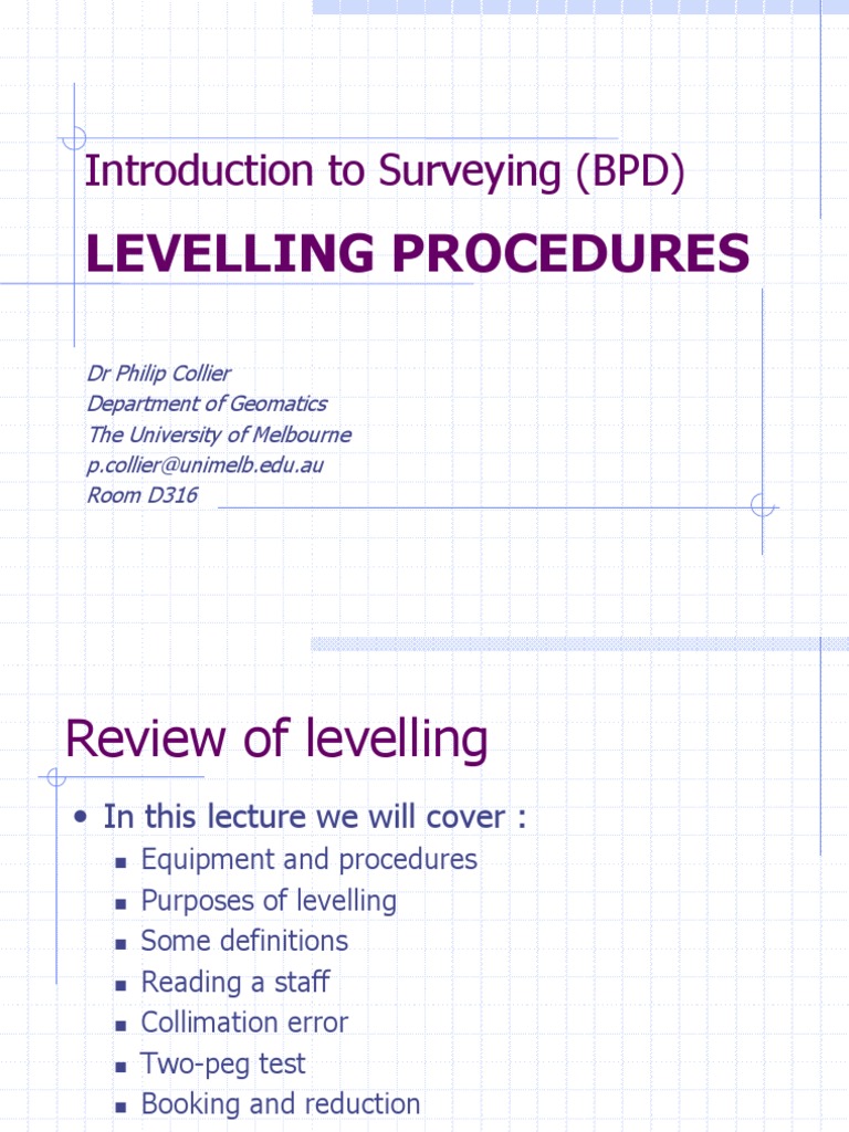 Levelling Procedures | PDF | Scientific Observation | Geomatics