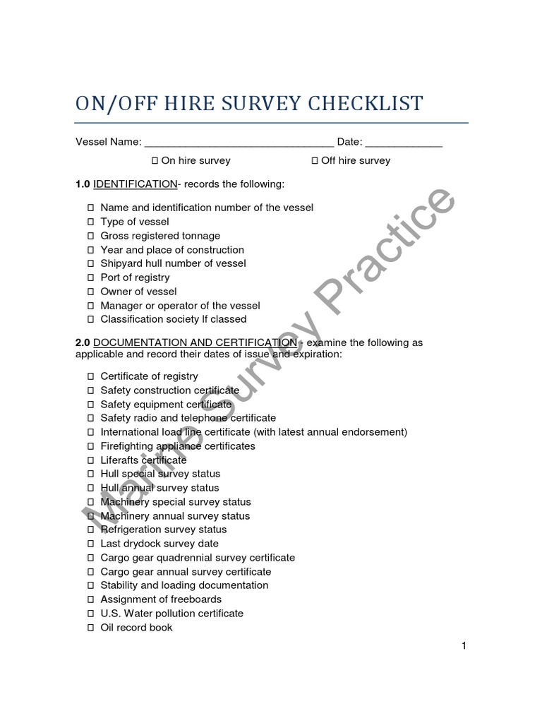 On Off Hire Survey | PDF | Ships | Navigation