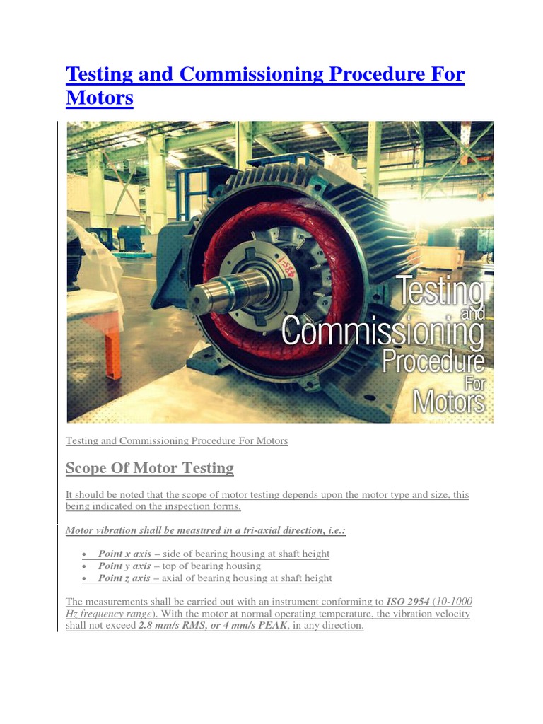 Testing and Commissioning Procedure For Motors | Download Free PDF ...