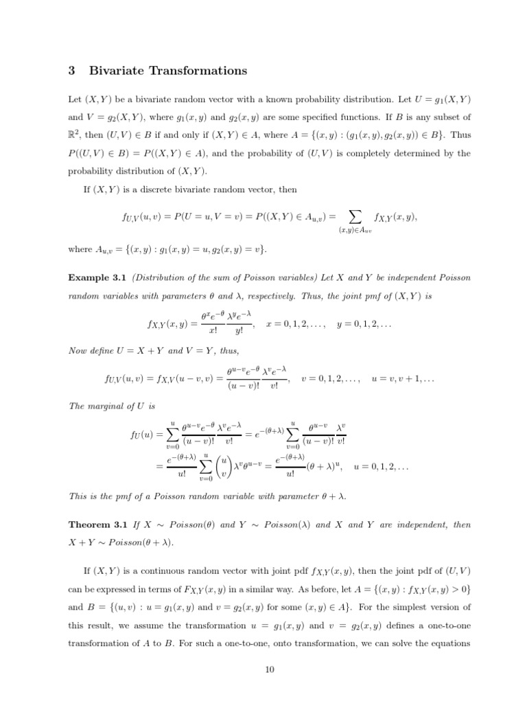 Bivariate Transformations of Random Variables | PDF | Poisson ...