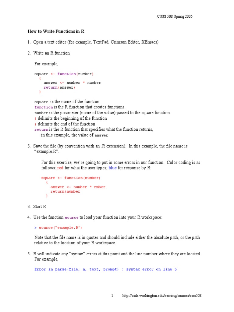How To Write Functions in R: Function | PDF