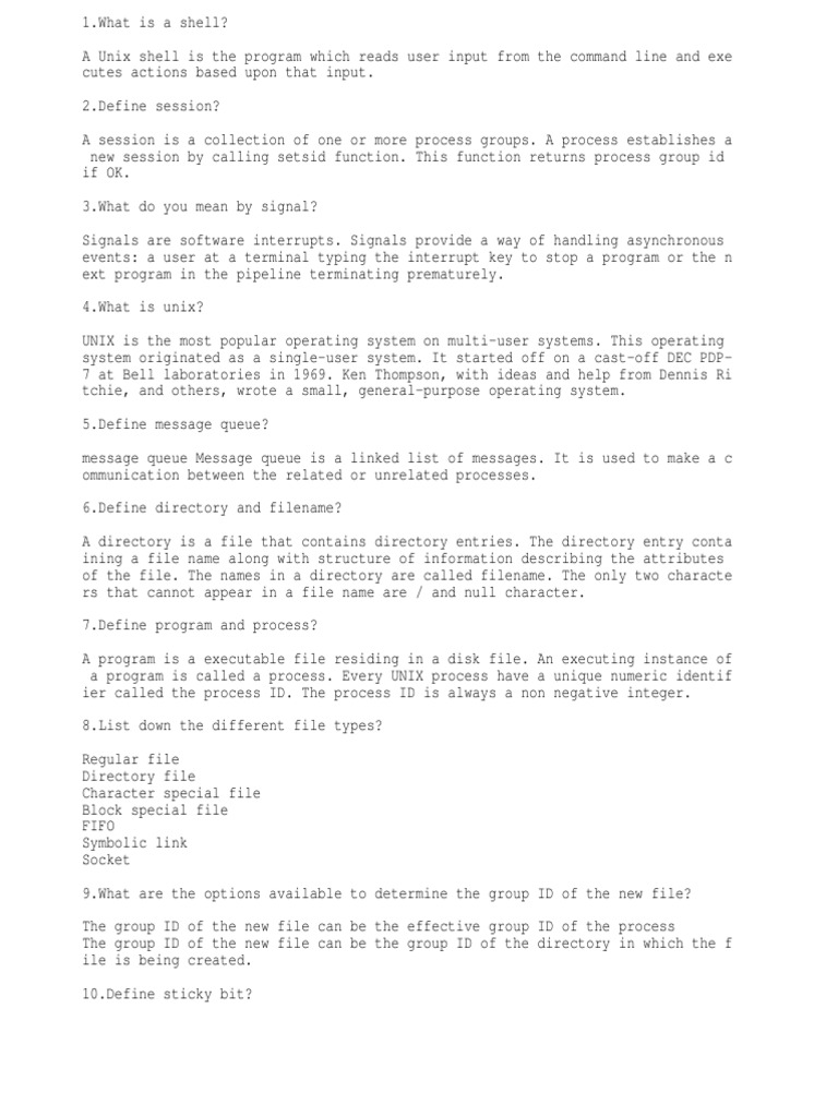 Unix Interview Questions And Answers Command Line Interface Computer File 