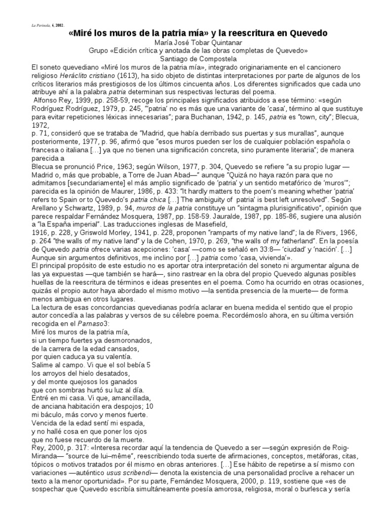 Miré Los Muros de La Patria Mía - ANÁLISIS 1 - OrALES | PDF | Poesía ...
