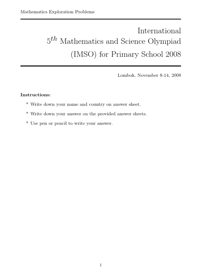 Imso 2008 (Exploration Problem) | PDF | Teaching Mathematics | Science