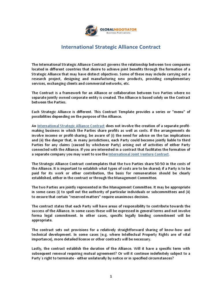 International Strategic Alliance Contract | PDF | Government ...