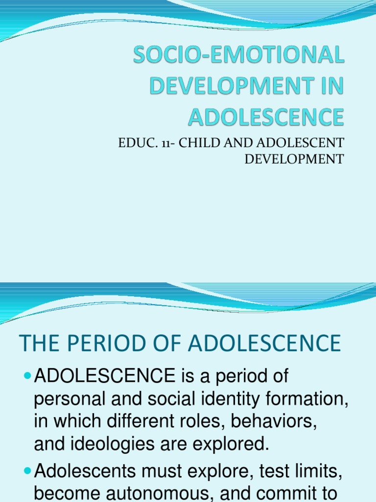 Socio-Emotional Development in Adolescence | PDF | Identity (Social ...
