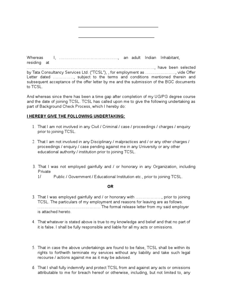 Affidavit Notarized Undertaking | PDF