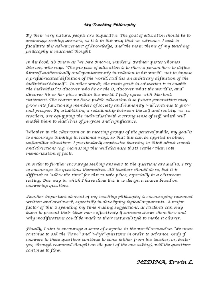 Summary of My Teaching Philosophy | PDF | Lesson Plan | Communication