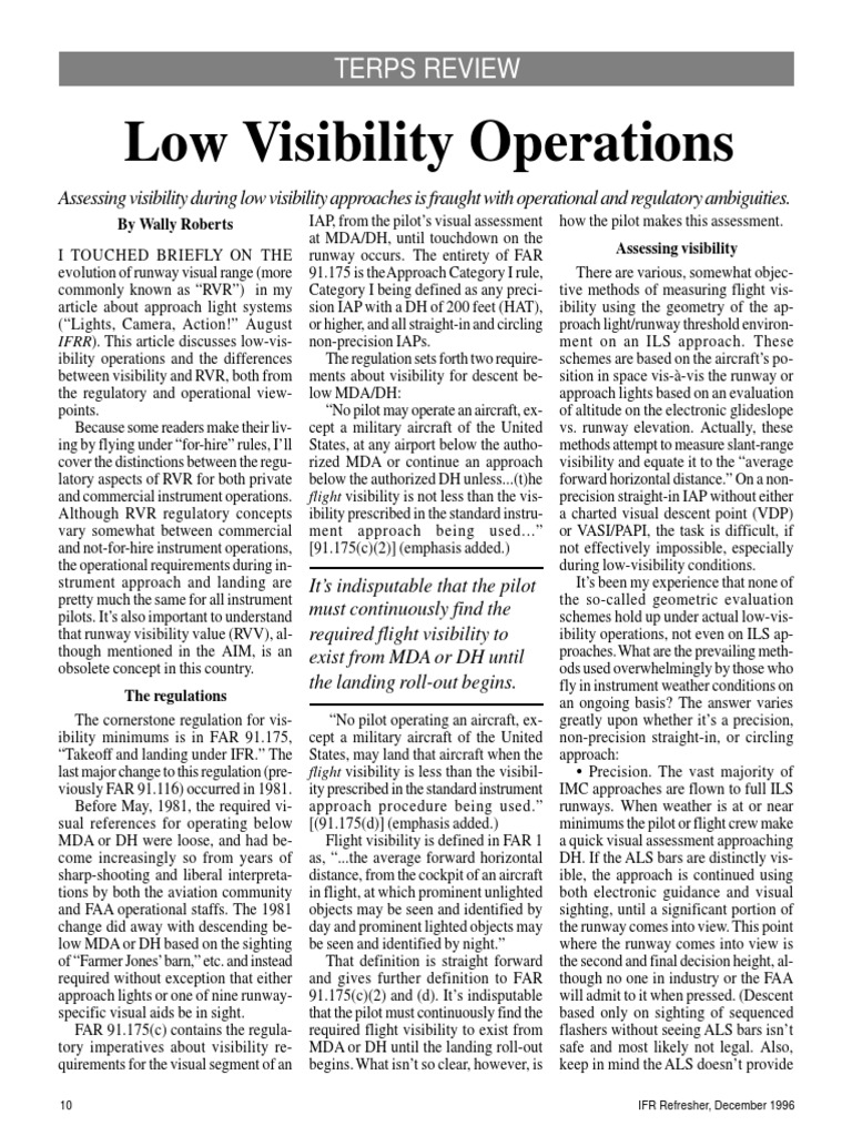 Low Visibility Operations | PDF | Instrument Flight Rules | Aviation Safety