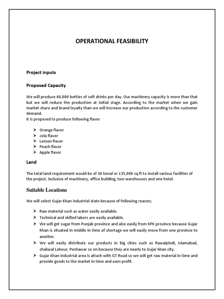 Operational Feasibility Analysis for Soft Drink Production | PDF ...