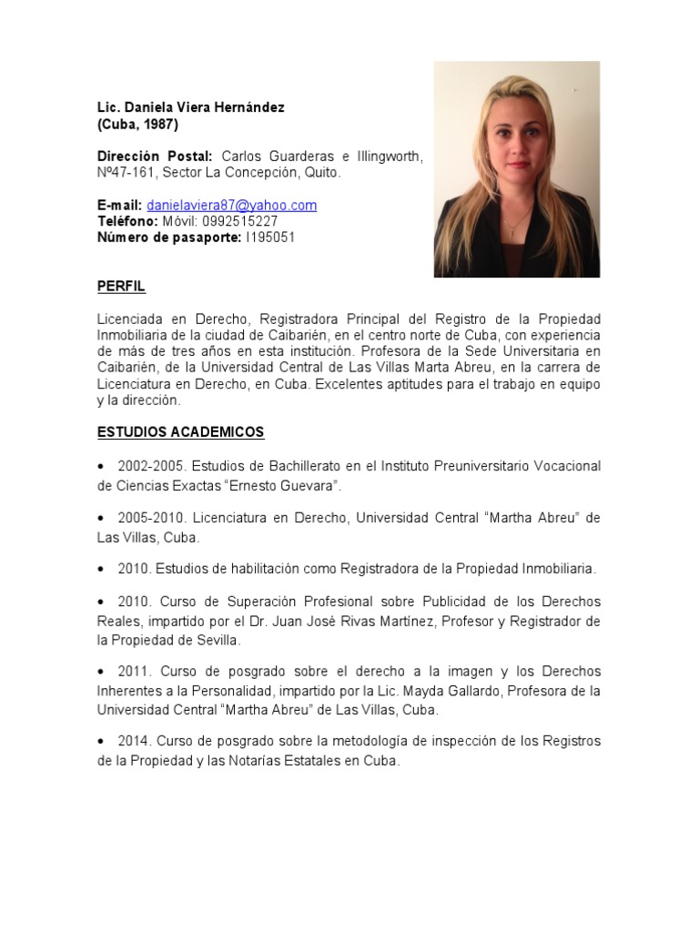 Curriculum Vitae DANIELA VIERA Linda | PDF