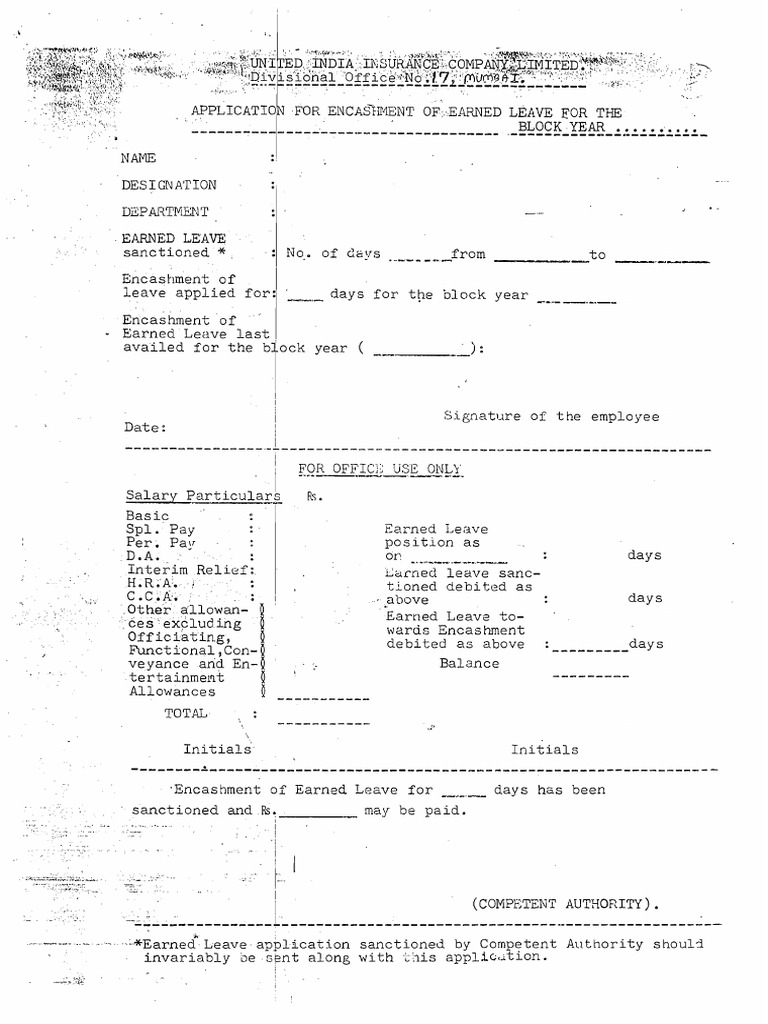 Leave Encashment Form | PDF | Finance & Money Management