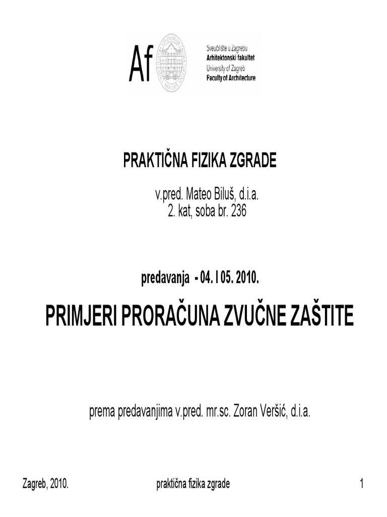 PFZ 2 - ZVUK - Proracuni - 2010 | PDF