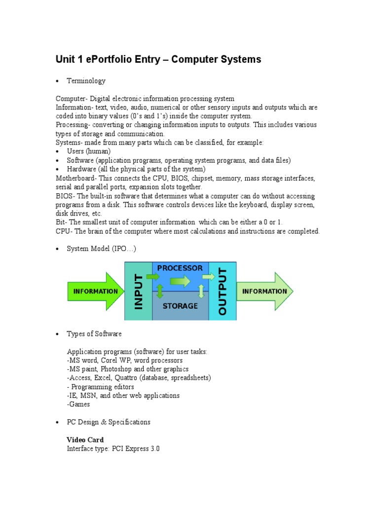 Computer Systems Overview and Specs | PDF