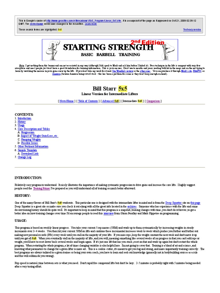 Bill Starr 5x5: Comparison | PDF | Microsoft Excel | Weightlifting