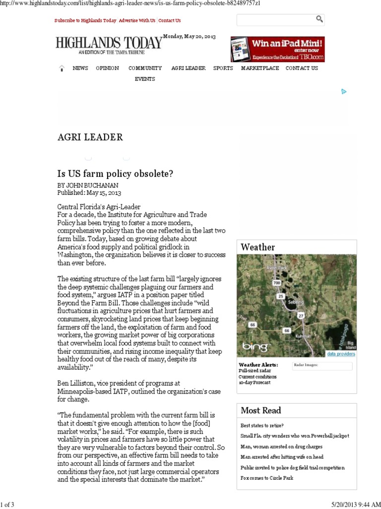 General Farm Policy - May 2013 | PDF | Land Management | Agronomy