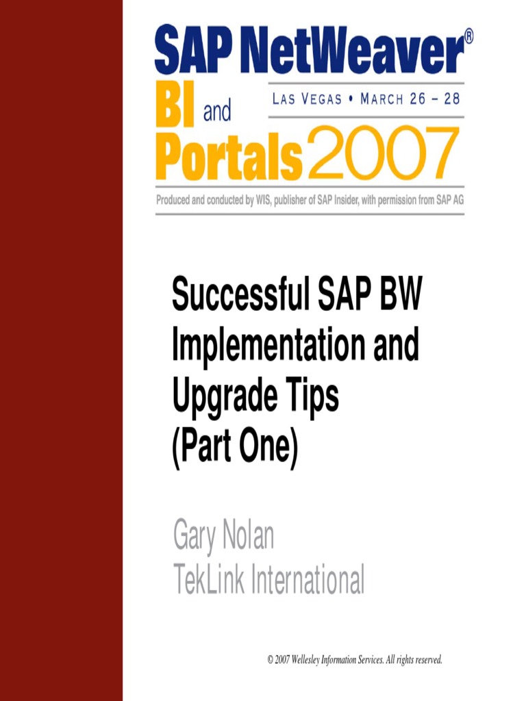 Successful SAP BW Implementation and Upgrade Tips Part One - V.2 | PDF ...
