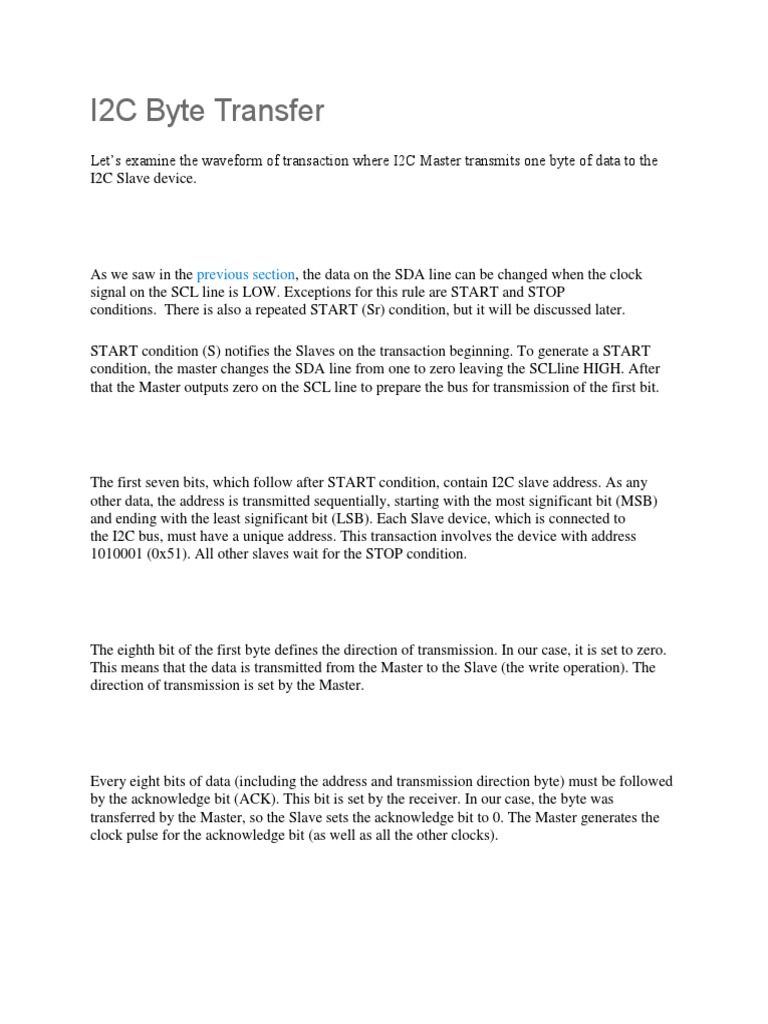 I2C Byte Transfer | PDF | Telecommunications | Computer Engineering