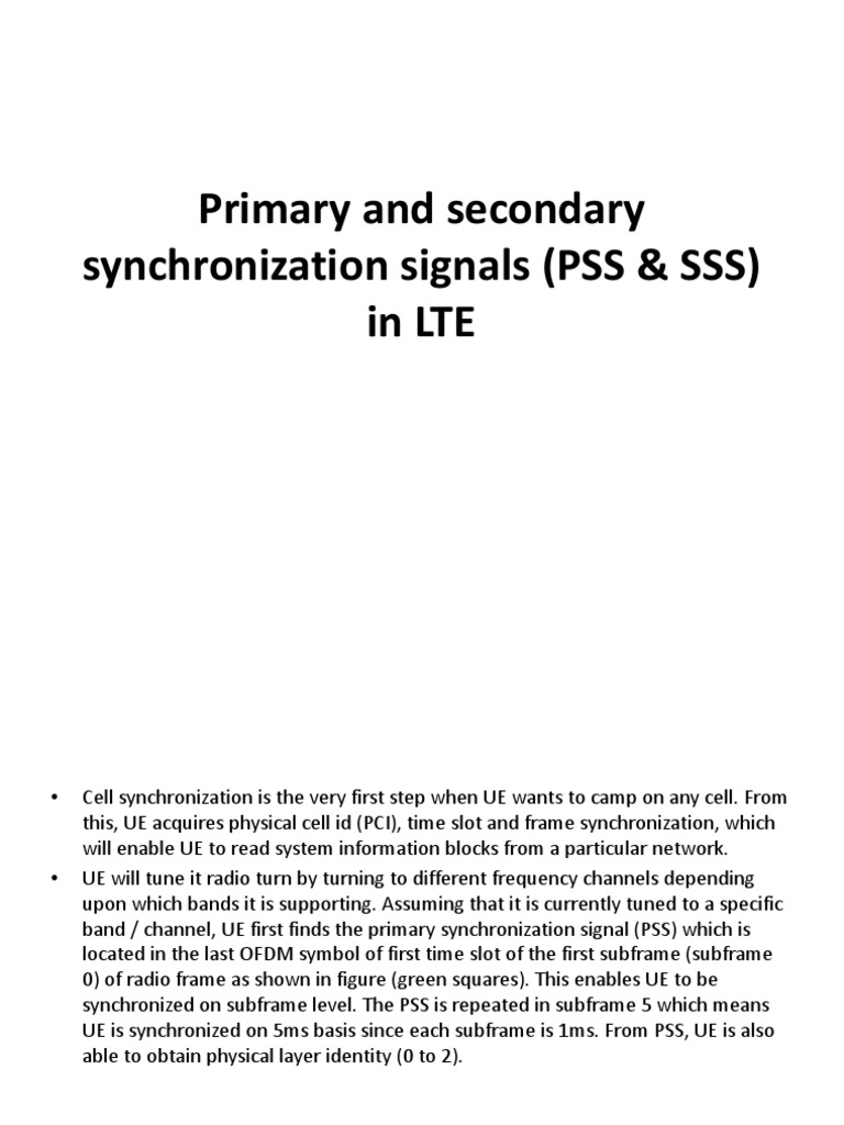 PSS and SSS in LTE Synchronization | PDF
