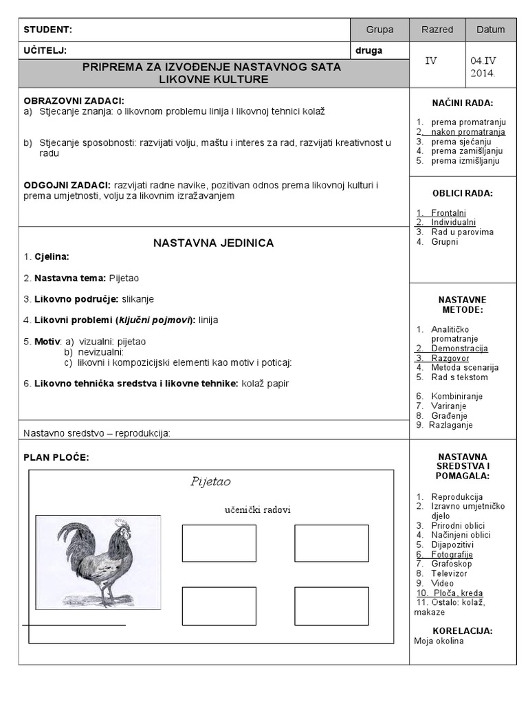 Priprema Za Ogledni Čas | PDF