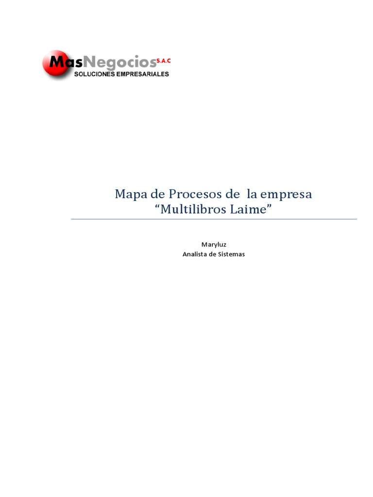 Mapa de Procesos: Multilibros Laime | PDF | Servicio al Cliente ...