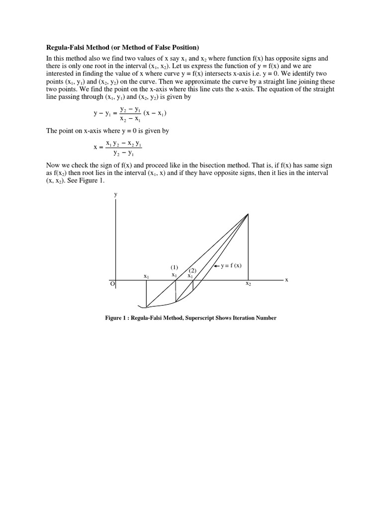 Regula-Falsi Method (Or Method of False Position) | PDF