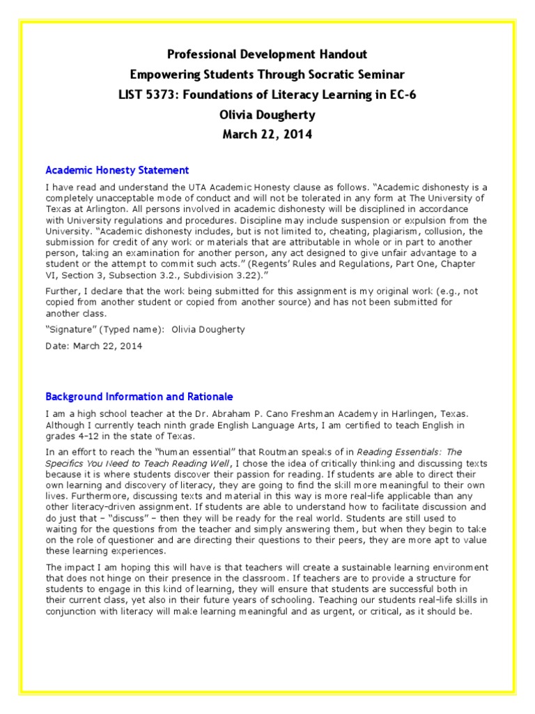 Professional Development Handout | PDF | Reading Comprehension ...