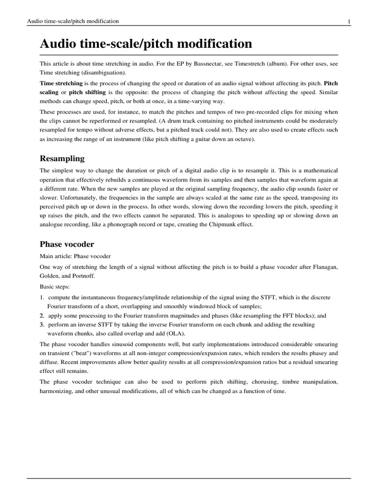 Audio Time Scale Pitch Modification | PDF | Sound | Telecommunications ...
