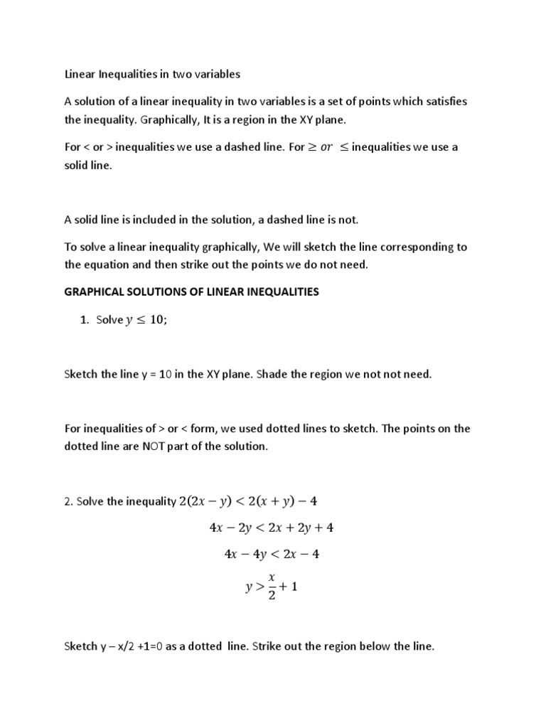 Graphical Solutions of Linear Inequalities | PDF | Linear Programming | Mathematical Optimization