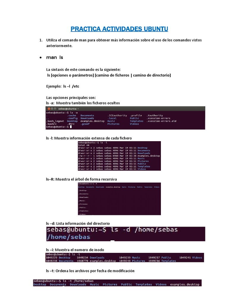 Practica Actividades Ubuntu | PDF | Interfaz de línea de comando | Archivo de computadora
